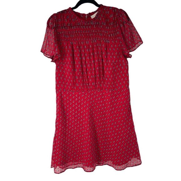 LOFT | Dresses | Loft Red Paisleyshort Sleeve Dress Sz 2 Womens | Poshmark